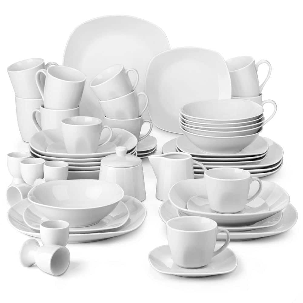 50-Piece Neutral White Porcelain Dinnerware Set - Walmart.com