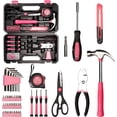 50-Piece Pink Tool Set for Women, Household Small with Storage Toolbox ...