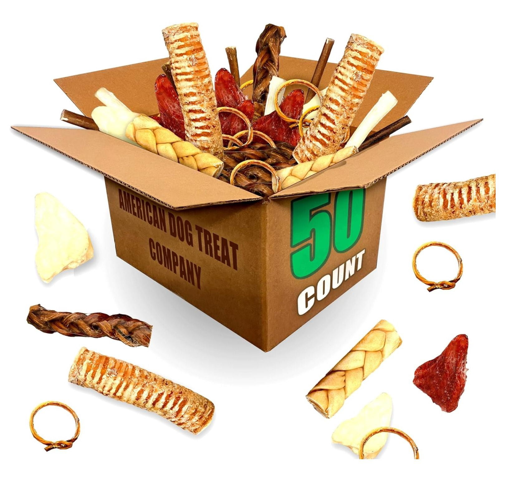 50-Piece Premium Dog Chew Assortment - Natural & Long-Lasting Treats ...