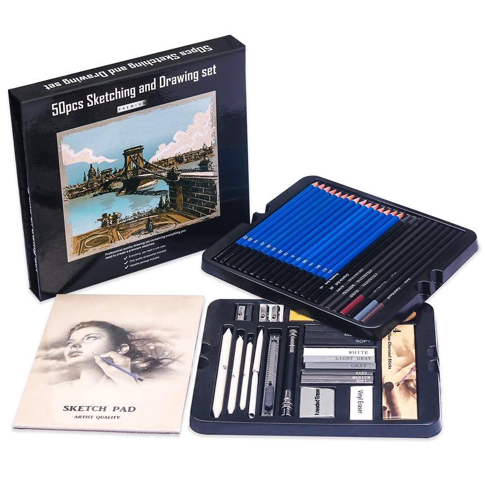 50-Piece Professional Drawing Pencil Set - Sketch Kit for Artists ...