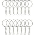 50-Piece Split Key Ring Kit with Chains & Jump Rings - 1 Inch Silver ...