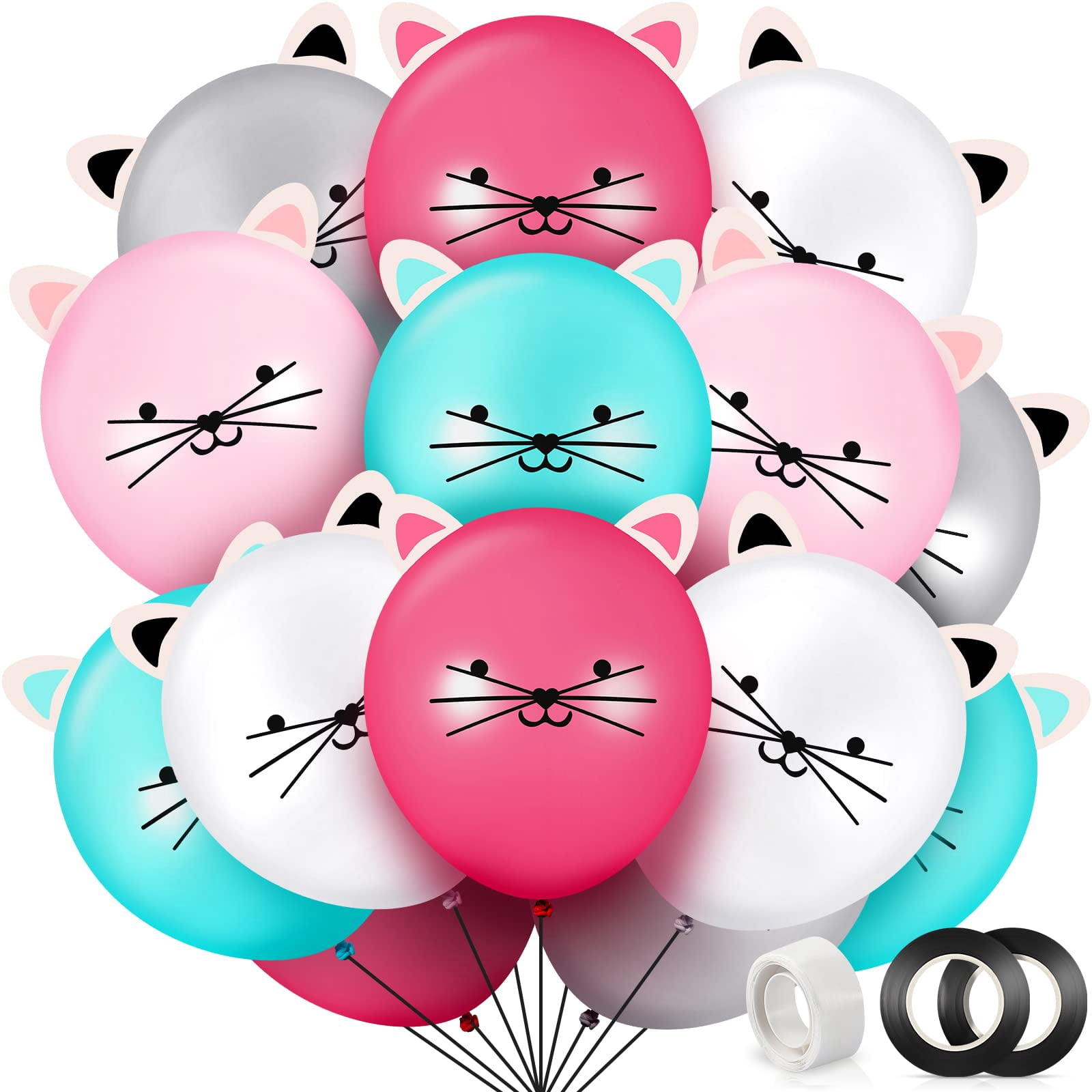50 Pieces 12TRDN Inch Cat Balloons Party Latex Kitty DIY Animal for ...