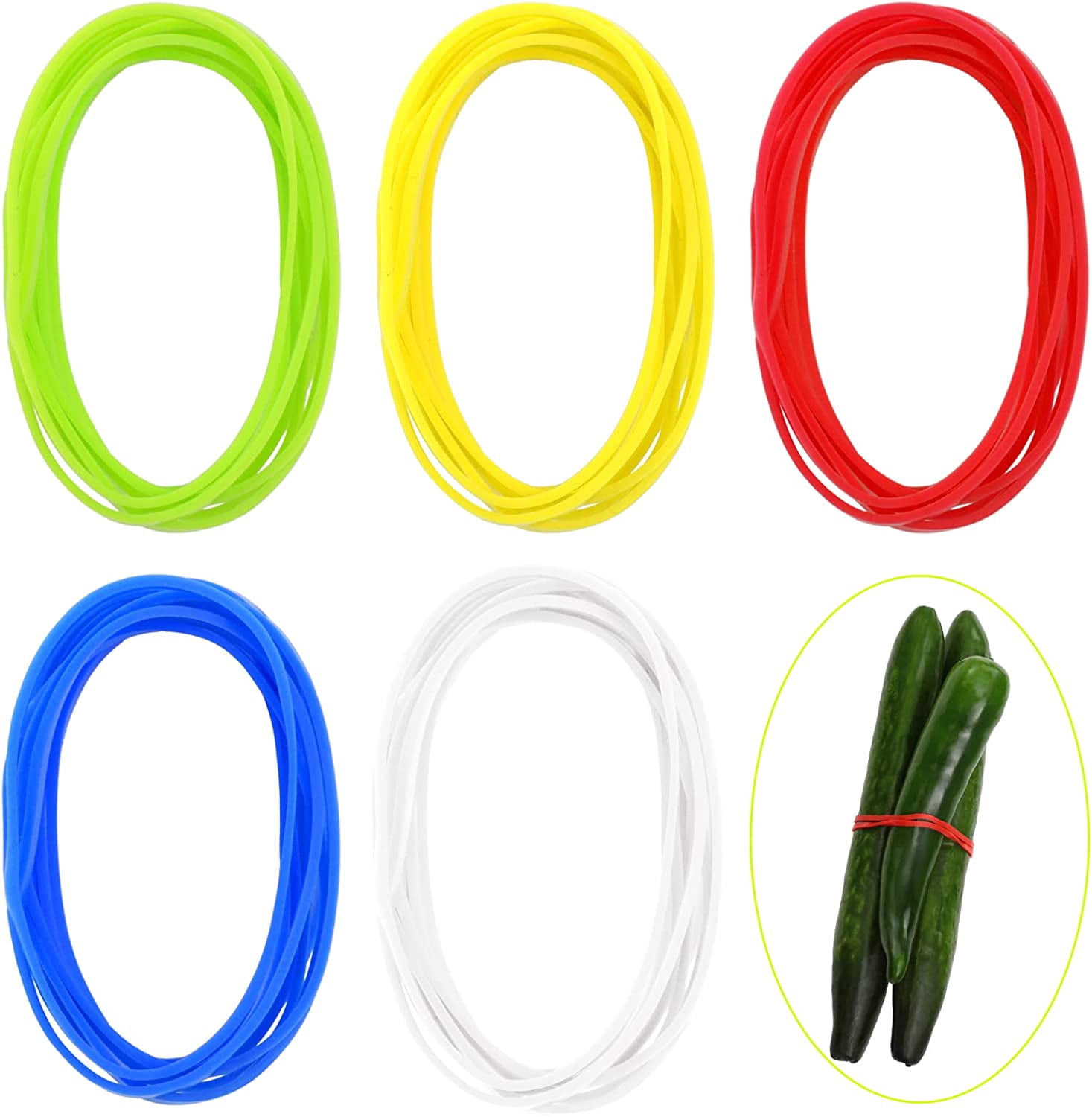 50 Pieces 3.15 Inches Stretch Cooking Band Colorful Silicone Rubber ...