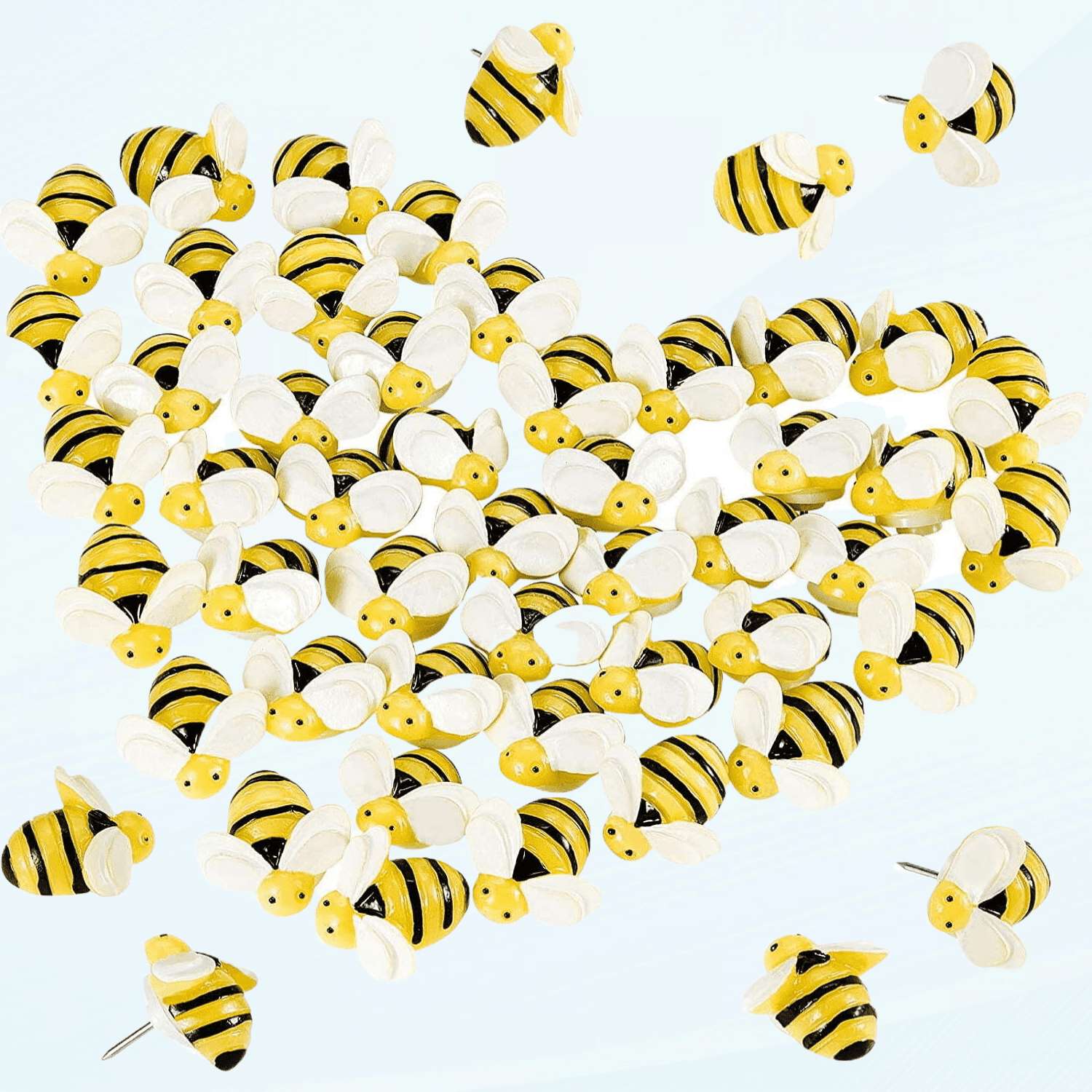 50 Pieces Bee Pushpins Bees Thumb Tacks Fun Bee Thumbtacks for Wall Whiteboard Corkboard Wall ...