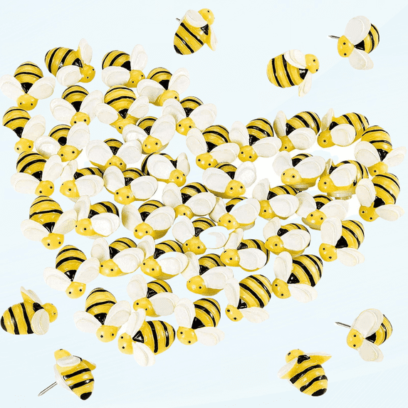 50 Pieces Bee Pushpins Bees Thumb Tacks Fun Bee Thumbtacks for Wall ...