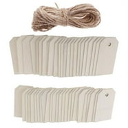 100 Pack Unfinished Wood Tag - Rectangle Wooden Gift Tags with Jute ...