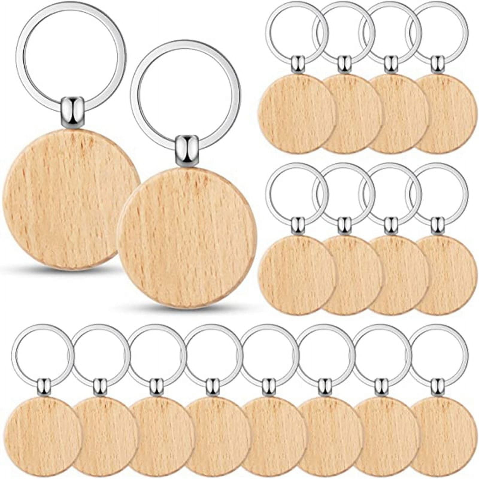 50 Pieces Blank Wooden Key Tag Engraving Blanks Unfinished Wood ...
