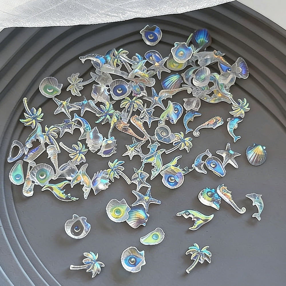 50 Pieces Colorful Starfish Nail Art Decorations - Blue-Violet, White ...