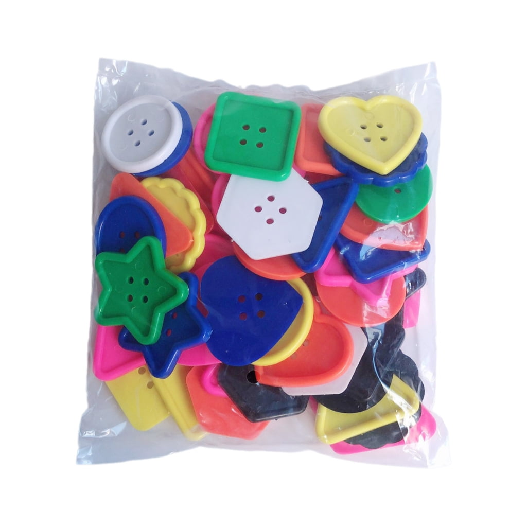 50 Pieces Craft Buttons Big Buttons Colourful Buttons Threading Toy for ...
