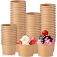 50 Pieces Disposable Ice Cream Cup Paper 5 oz Kraft Small Bowls for ...