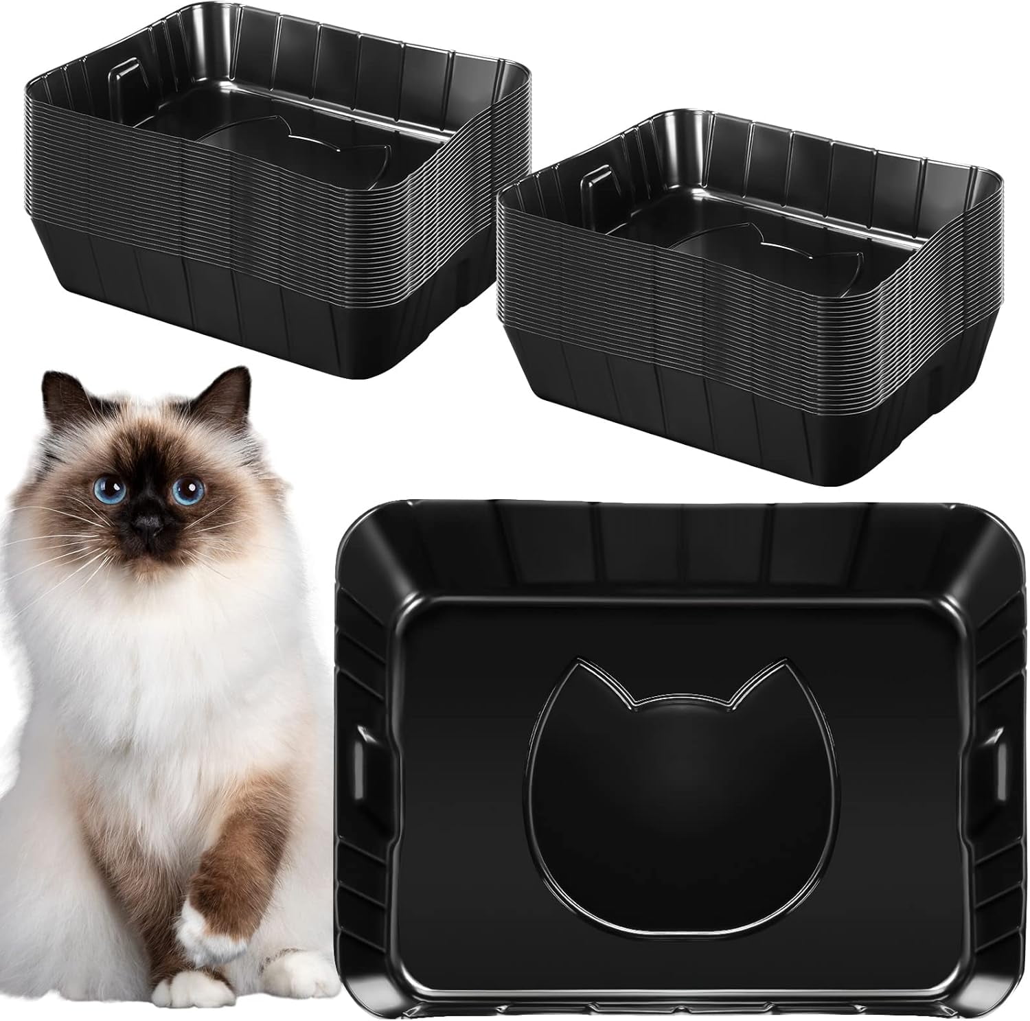 50 Pieces Disposable Litter Boxes for Cats Small Kitty Litter Box ...