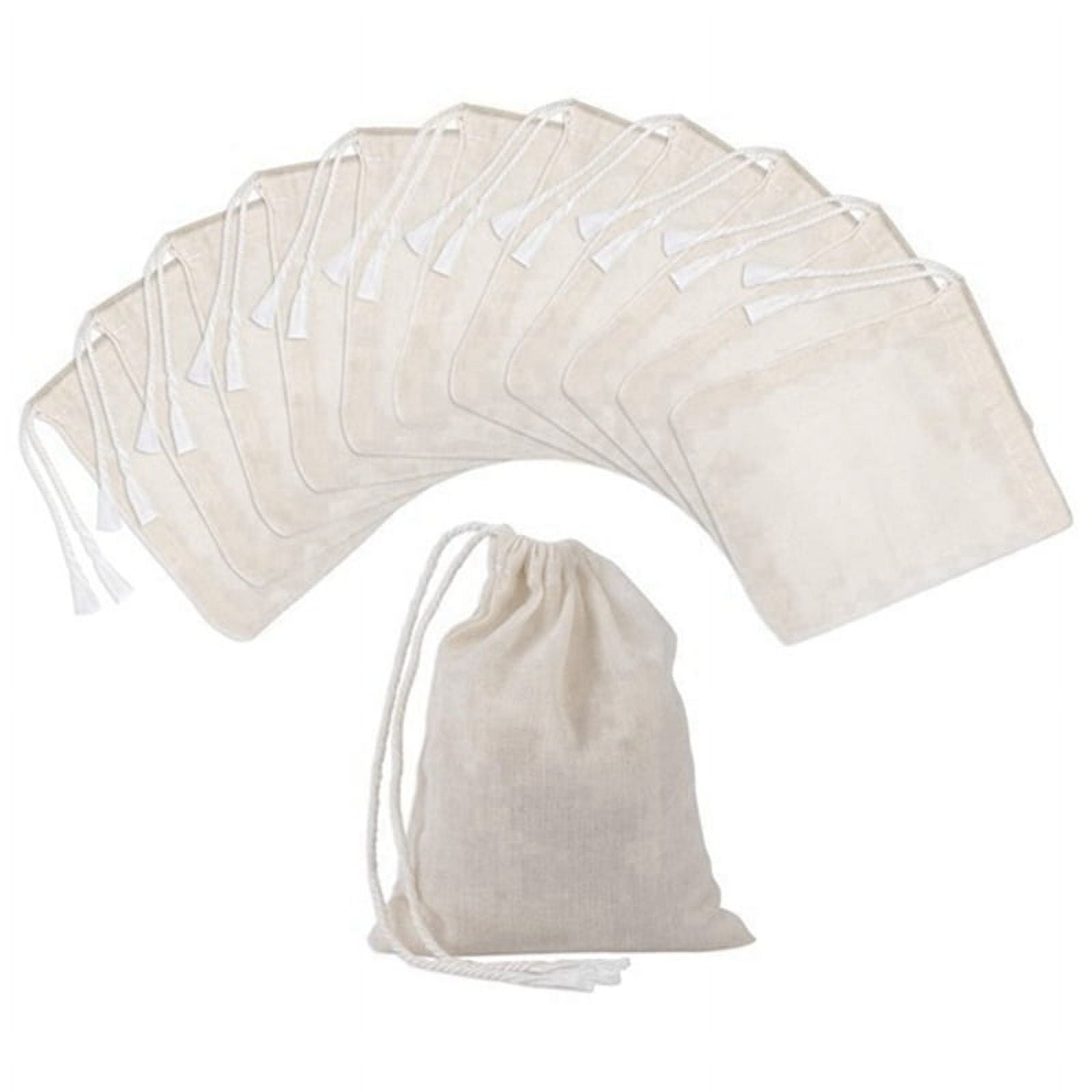 50 Pieces Drawstring Cotton Bags Muslin Bags,Tea Brew (4 x 3 Inches ...