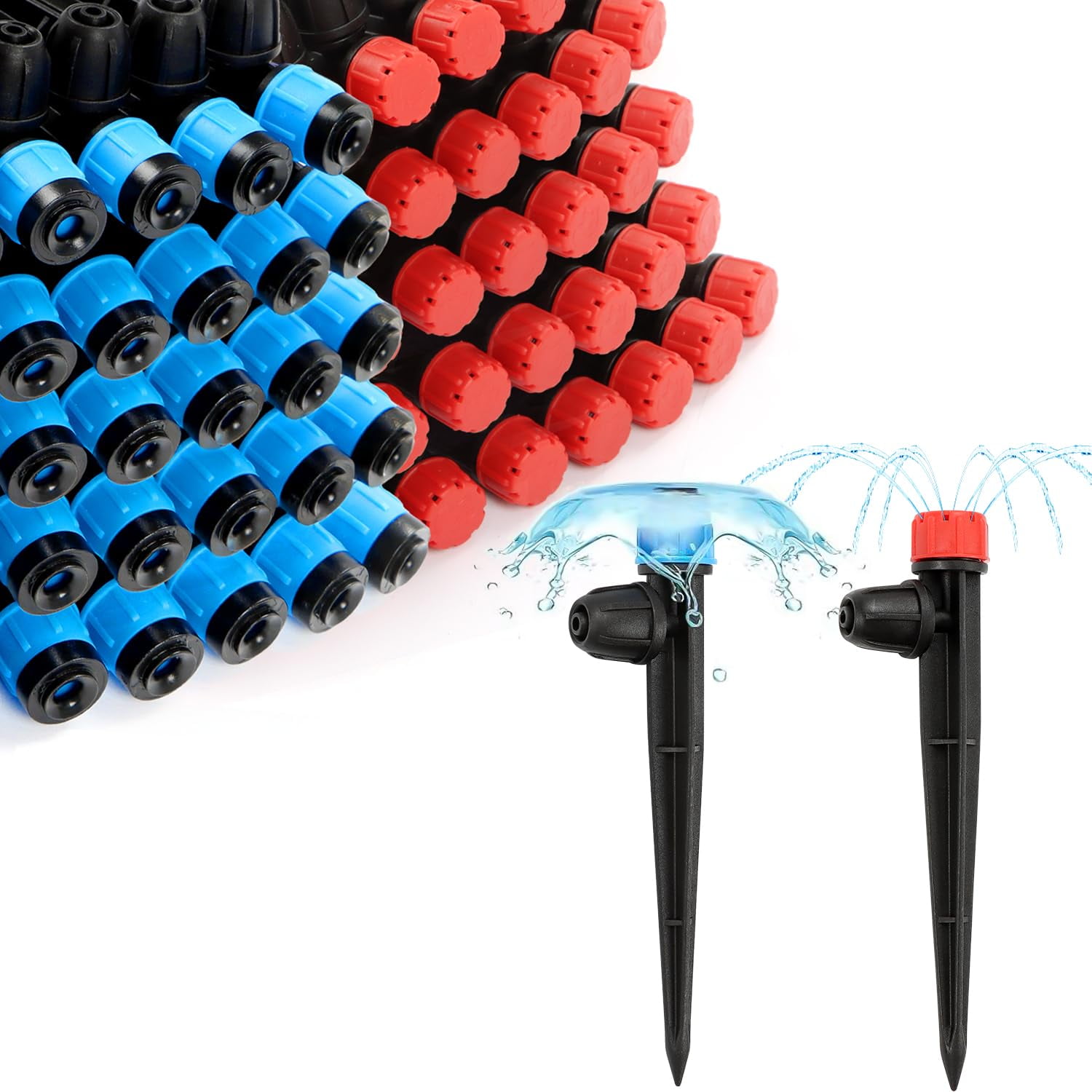 50 Pieces Drip Emitters for 1/4" Drip Irrigation Tubing, 25 Pcs Vortex Emitters and 25 Pcs ...