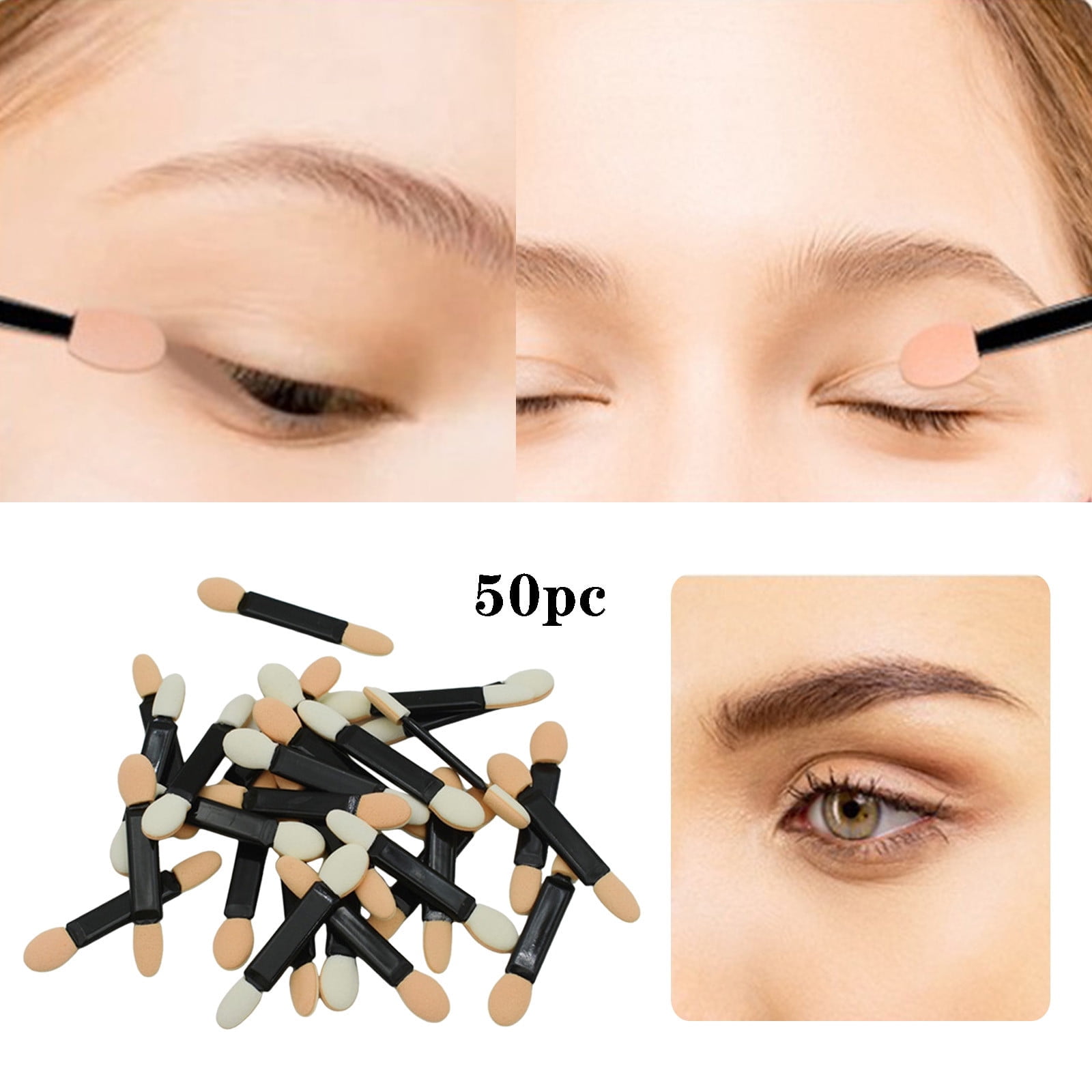 50 Pieces Eye Shadow Applicator Eyeshadow Disposable Sponge Tip Dual ...