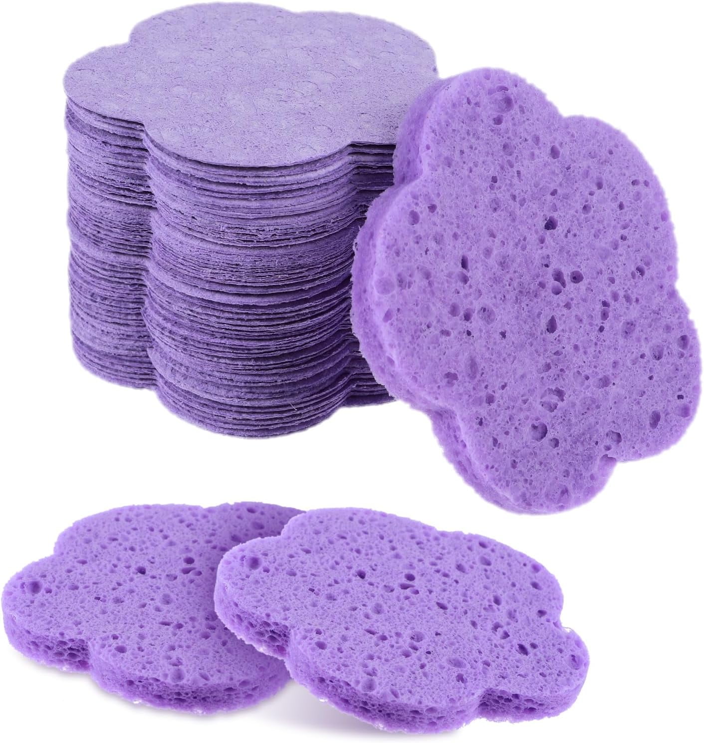 50 Pieces Flower Shape Compressed Facial Sponges Disposable Expedient ...