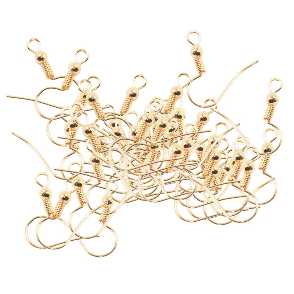 50 Pieces French Wire Earring Fish Hooks Coil Ear Wire For DIY Jewelry ...