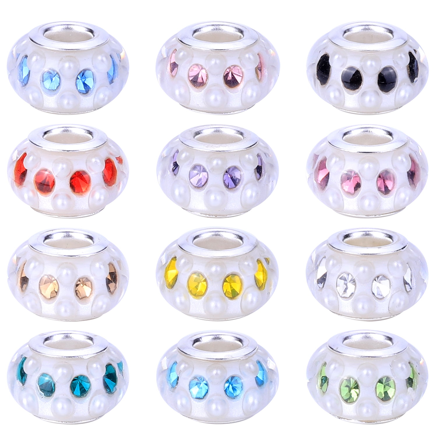 50 Pieces Girls' Lucky Beads Lover Amber Beads, Large Hole Spacer Beads ...