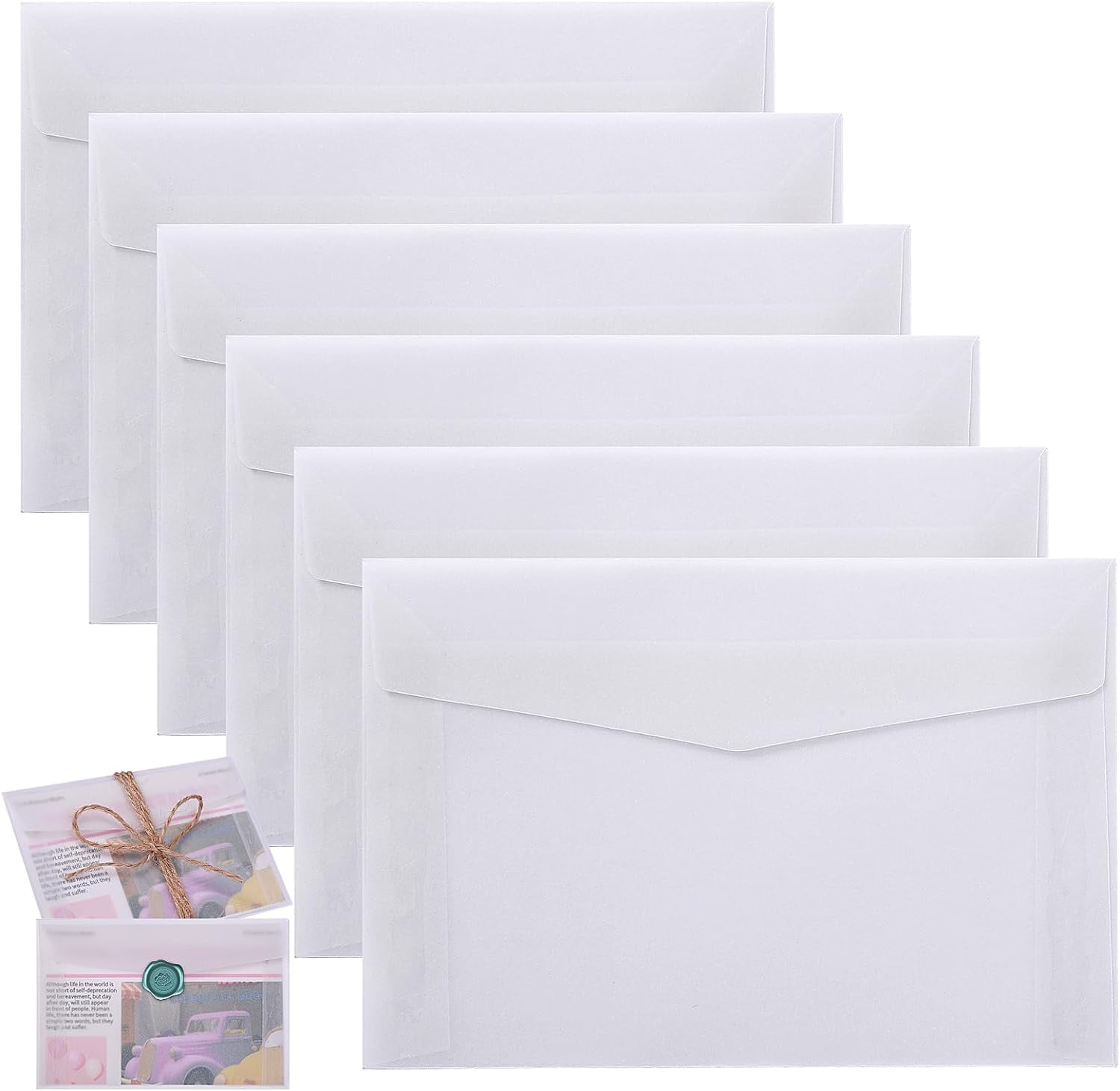 50 Pieces Glassine Envelopes, 3.9 × 2.7 Inch Clear Envelopes Stamp ...