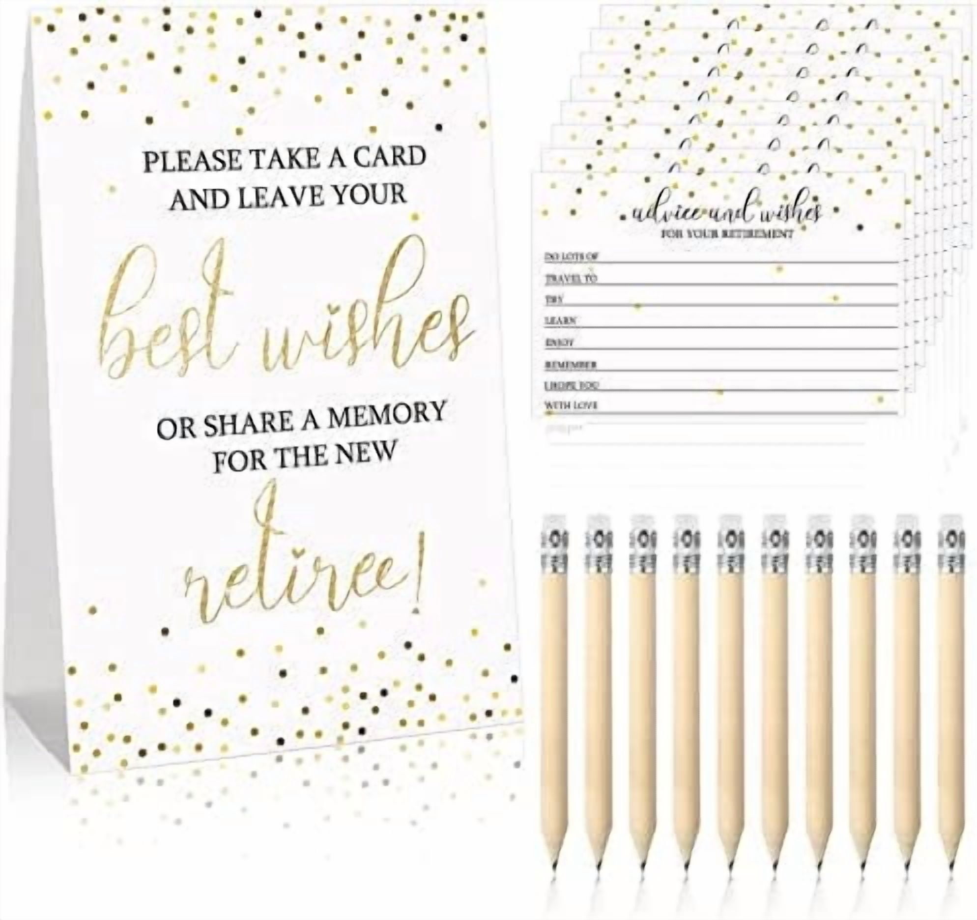 50 Pieces Gold Retirement Party Advice and Wishes Cards with 10 Small ...