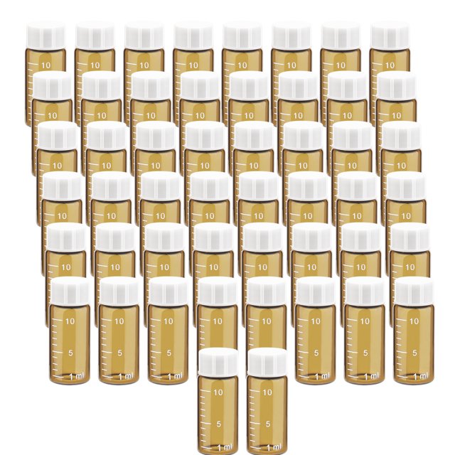 50 Pieces Graduated Glass Sample Vial, Empty Liquid Sampling Small ...