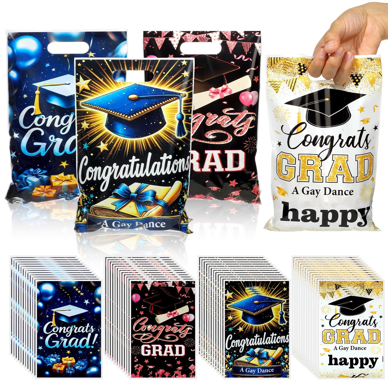 50 Pieces Graduation Party Favors Bags 2025 Congrats Grad Plastic Gift ...