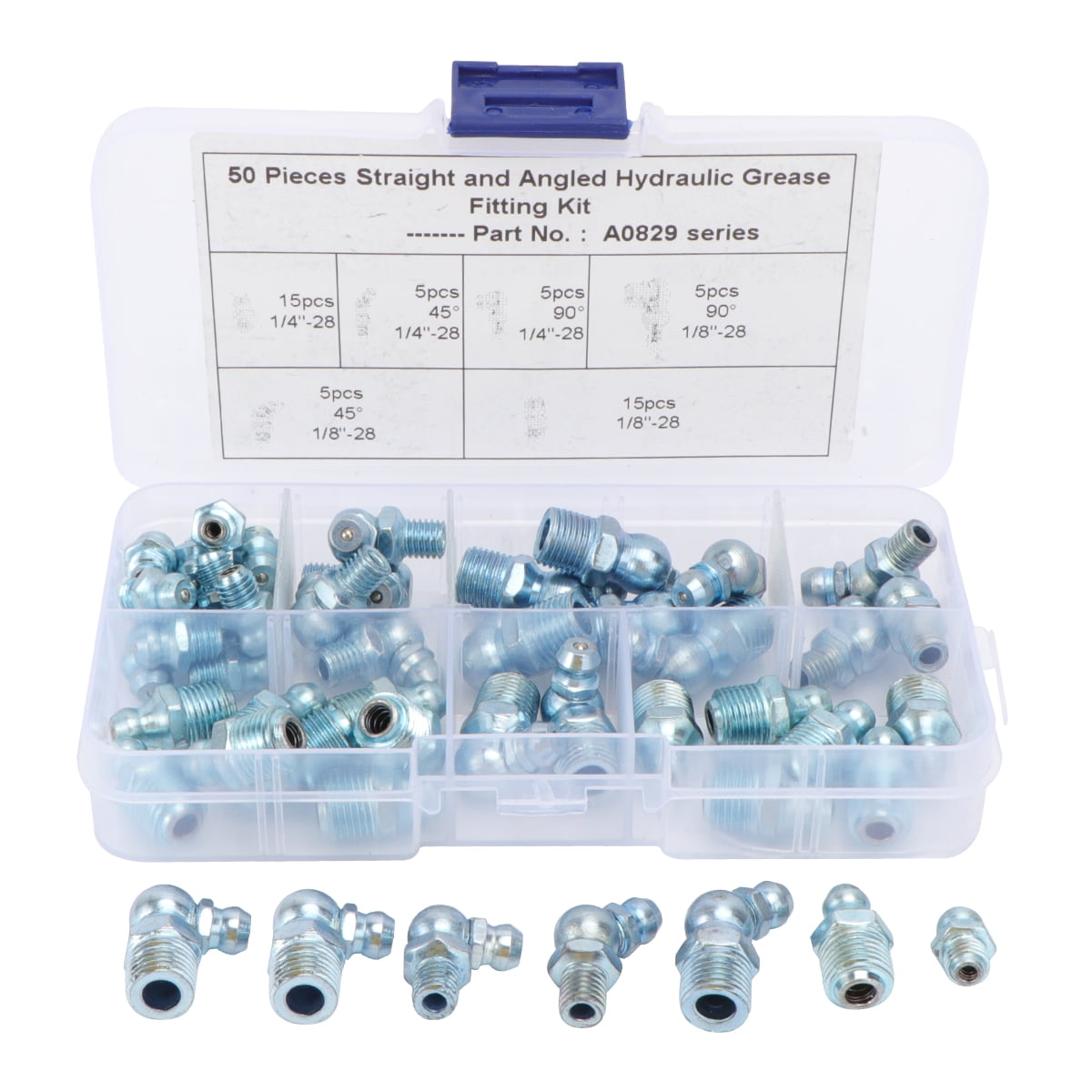 50 Pieces Grease Fitting Assortment Set for Machine Use with Metal ...