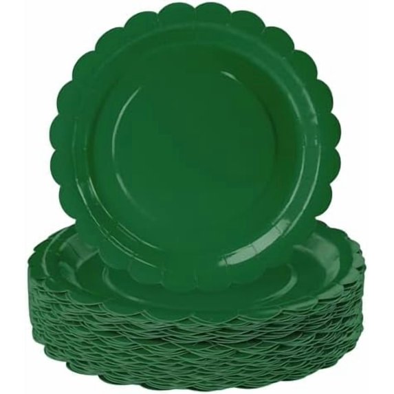 50 Pieces Green Paper Plates 9 Inch Green Scalloped Plates Disposable ...