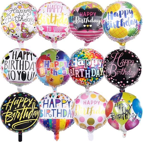50 Pieces Happy Birthday Party Aluminum Foil Balloons 18" Foil Mylar ...