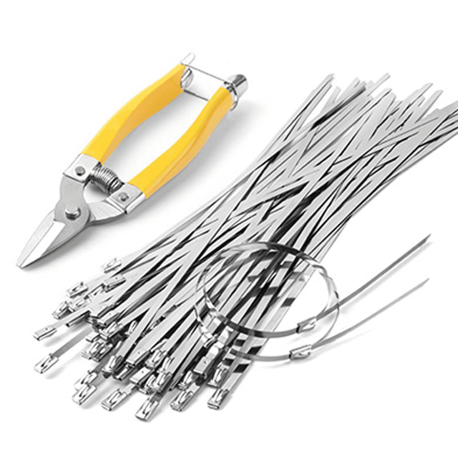 50 Pieces Heavy Duty Metal Zip Ties With Tie Cutter - Uv Resistant ...