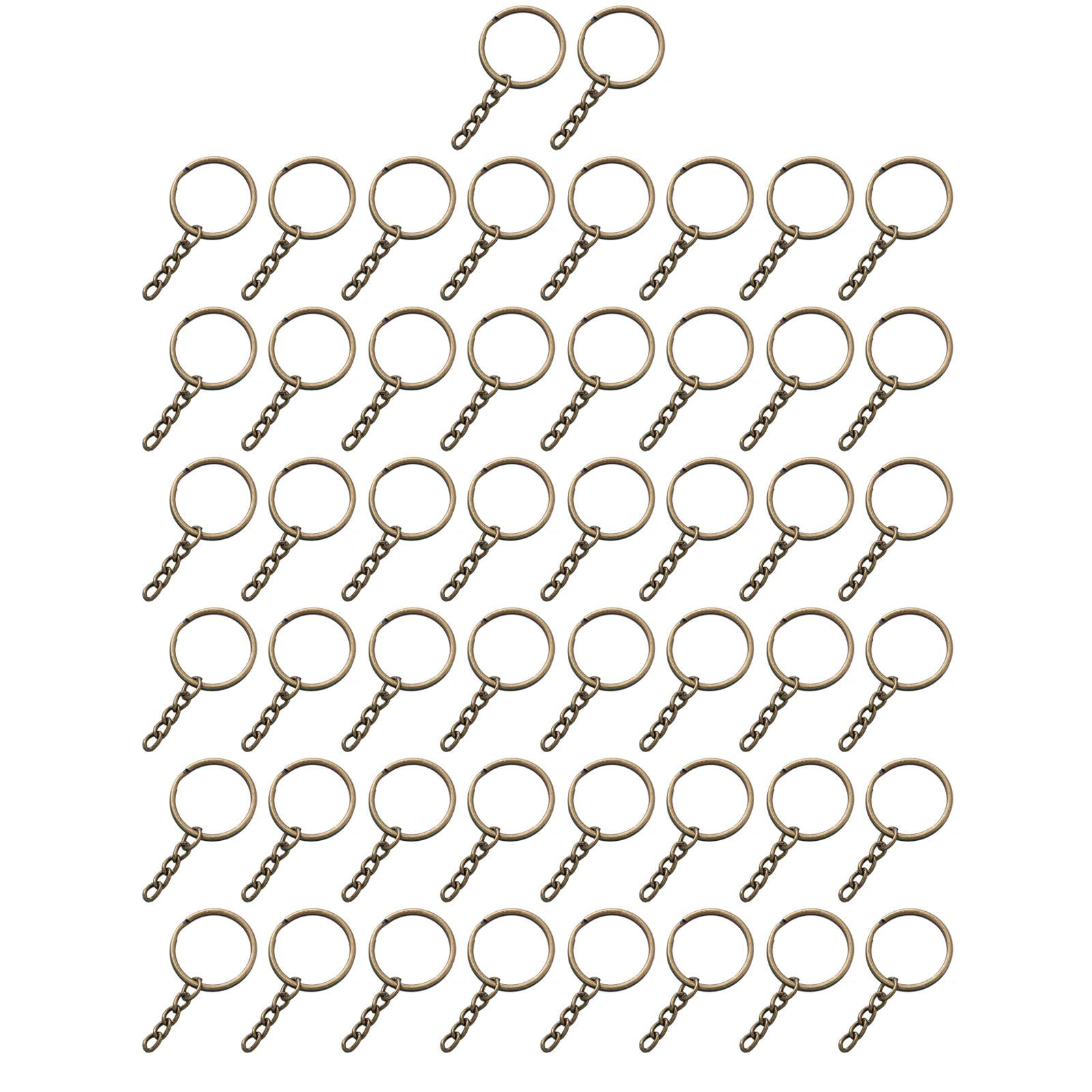 50 Pieces Keyrings with Chain Bulk Key Chain Rings Set 1 inch with Jump ...