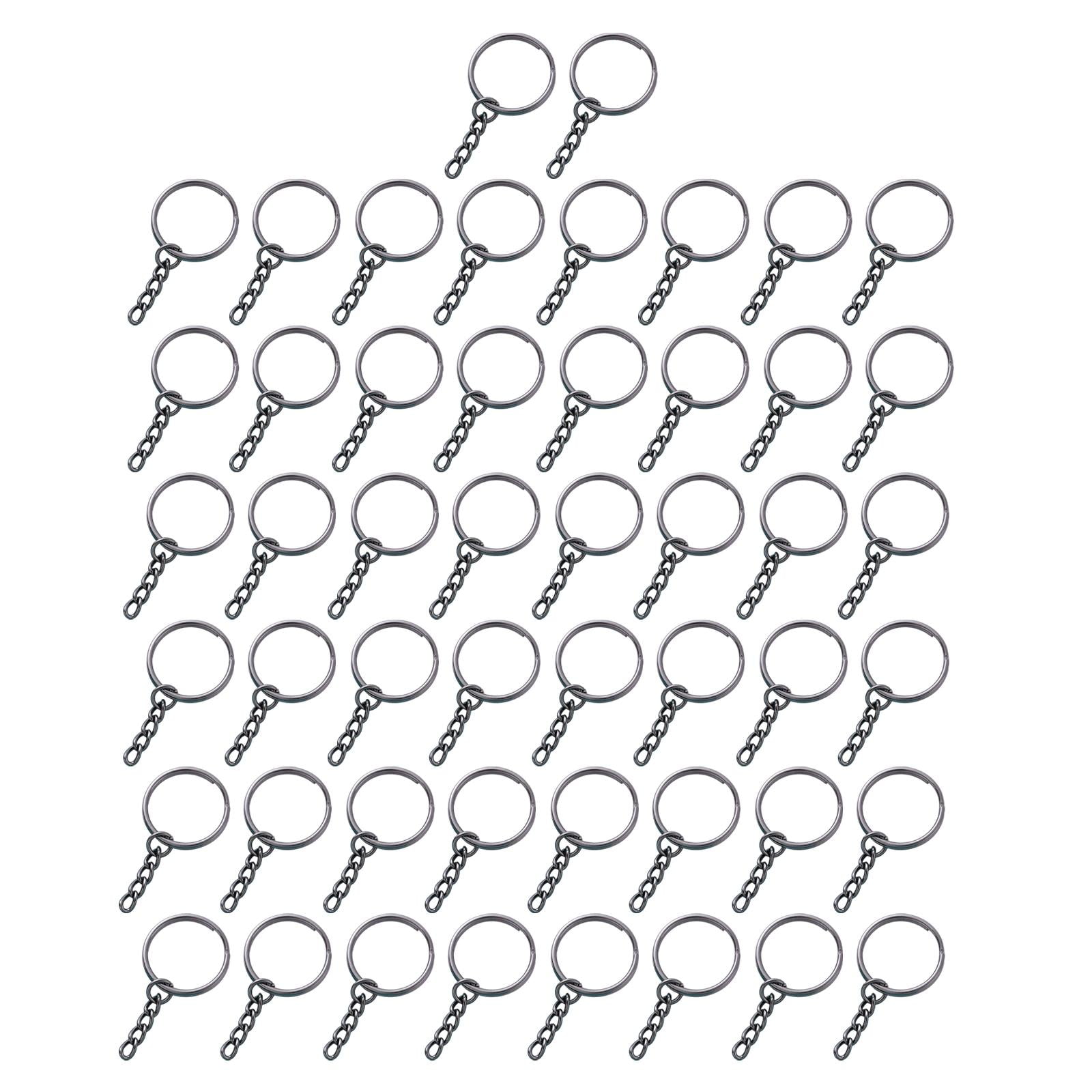 50 Pieces Keyrings with Chain Bulk Key Chain Rings Set 1 inch with Jump ...