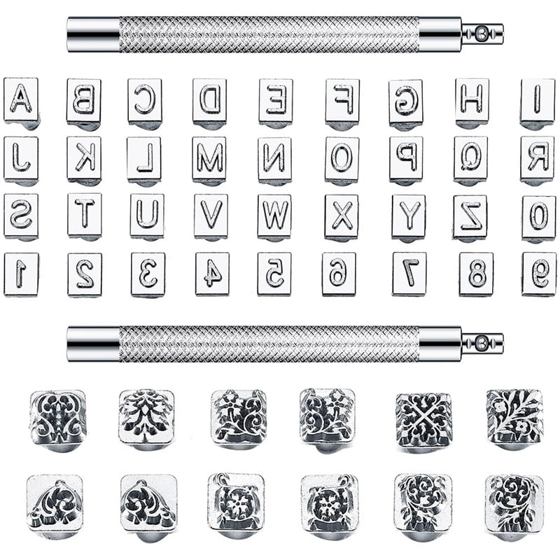 50 Pieces Letters and Numbers Stamp Set 6Mm Alphabet Leather Punch ...