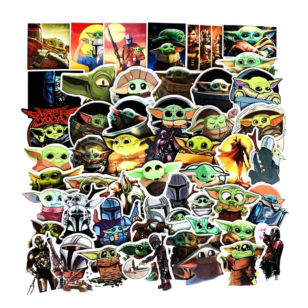 50 Pieces Mandalorian Baby Yoda Vinyl Stickers for Car Laptop Luggage ...