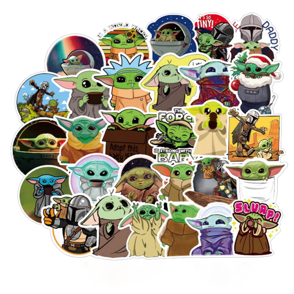 50 Pieces Mandalorian Baby Yoda Vinyl Stickers for Car Laptop Luggage ...