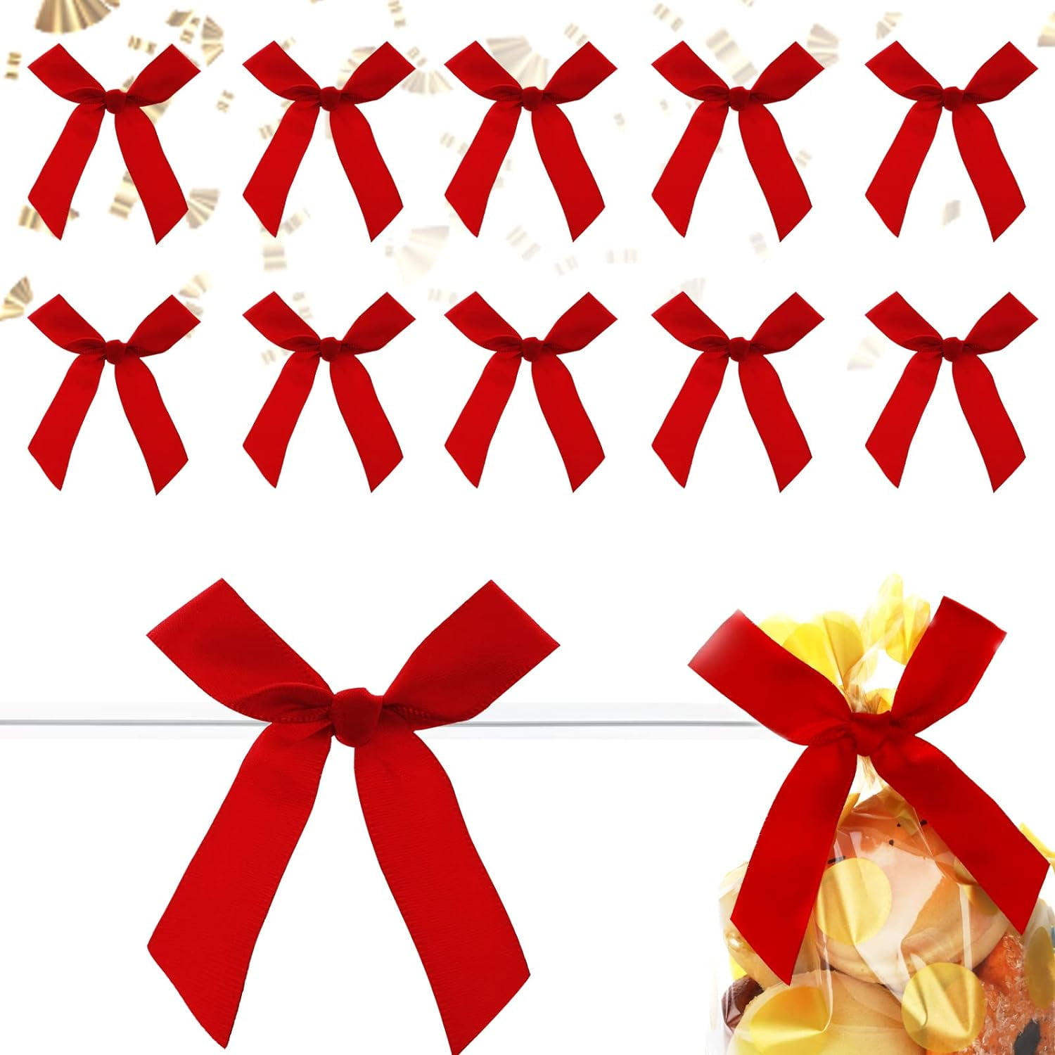 50 Pieces Mini Satin Ribbon Twist Tie Bows, DIY Twist Tie Bows, Crafts ...