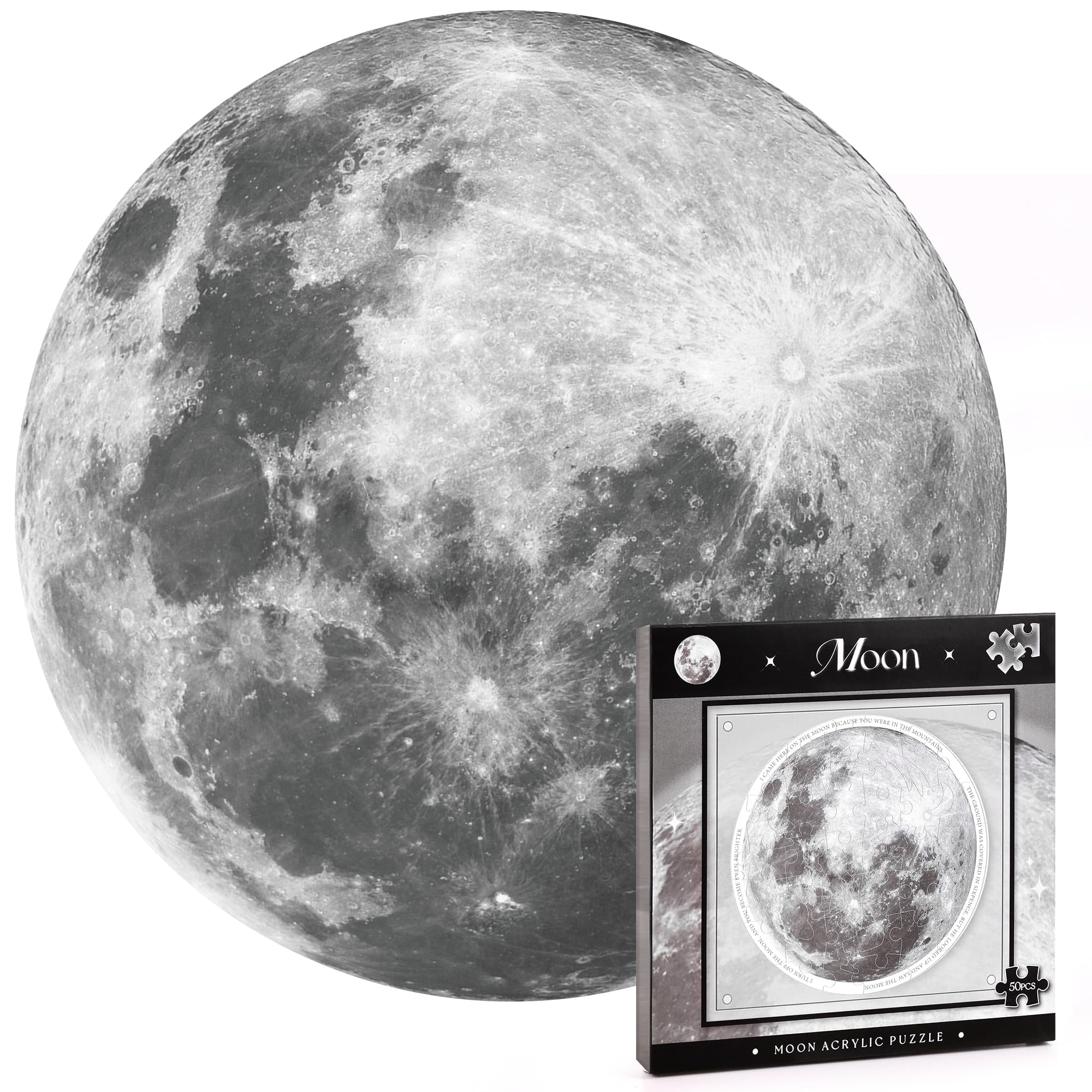 50 Pieces Moon Jigsaw DHF10 Puzzles, Acrylic Space Picture Planet Close ...