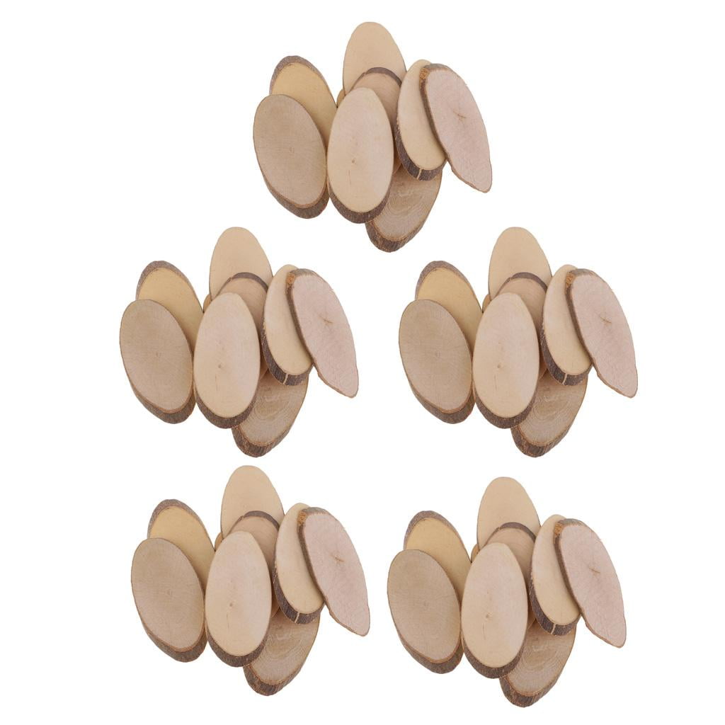 50 Pieces Natural Wood Slices, Oval, 8-9cm, Rustic Tree Slice ...