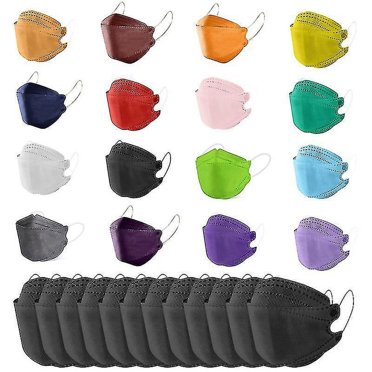 4Ply Black Disposable Face Mask - Scalloped Edges Foldable Masks - Pack ...