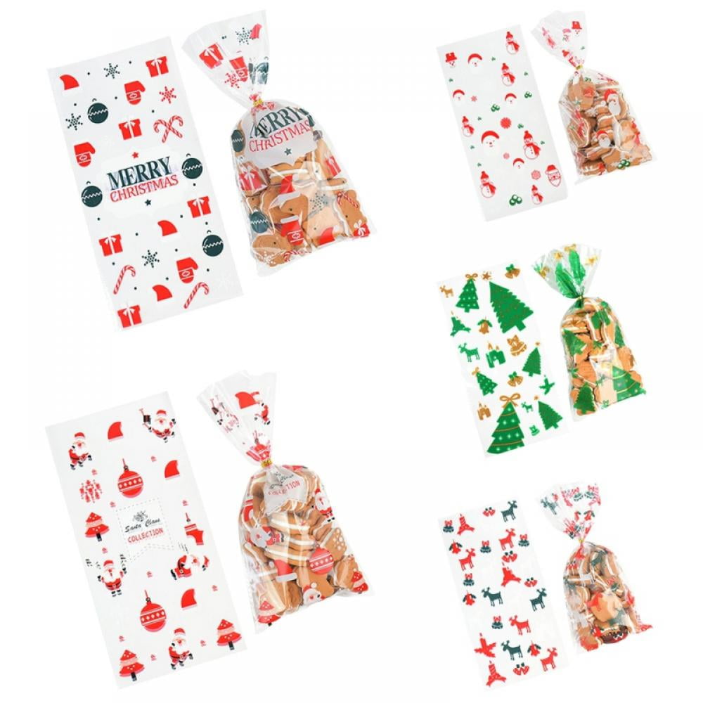 50 Pieces Of Christmas Glass Transparent Plastic Bags, Candy Biscuit ...