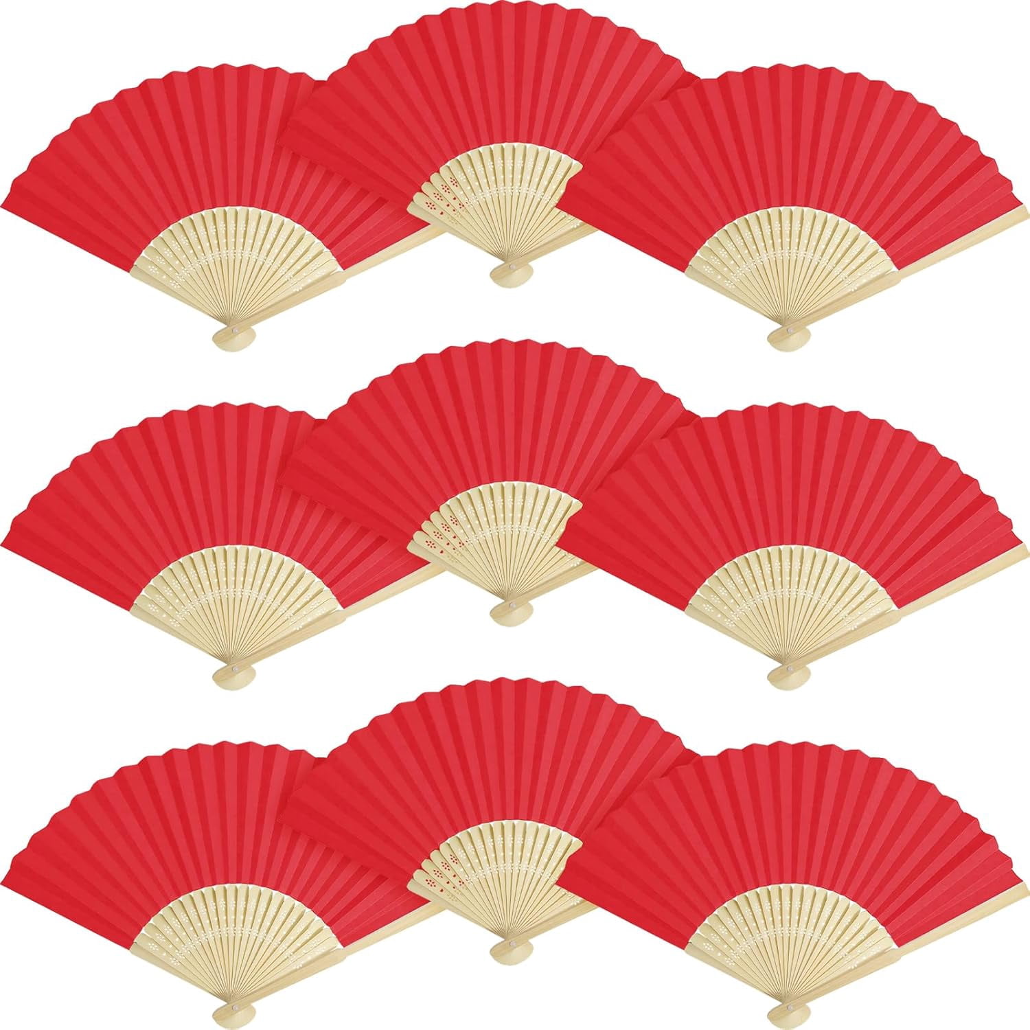 50 Pieces Paper Fans Paper Hand Fan Bamboo Folding Fan Handheld Fan ...