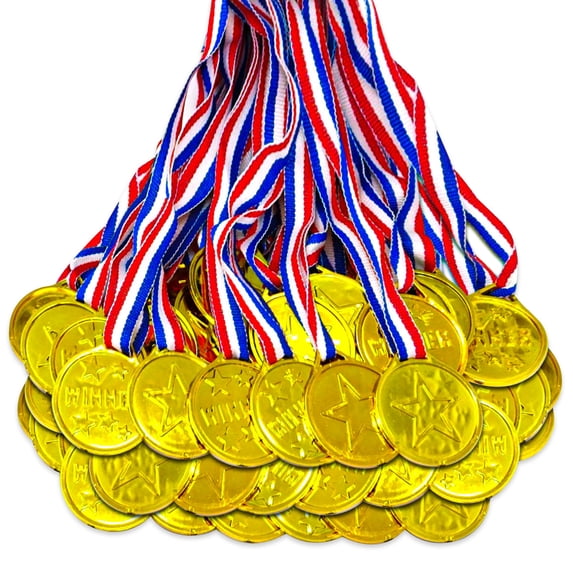 50 Pieces Plastic Gold Winners Medals For Children - Walmart.com