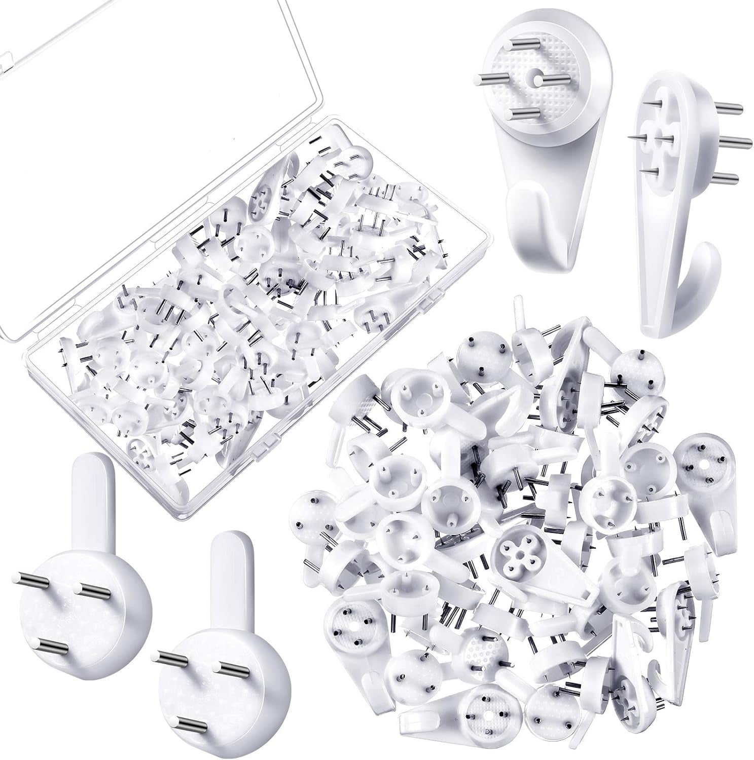 50 Pieces Plastic Hardwall Hanger Hooks, Non-Mark Hook, Concrete Non ...