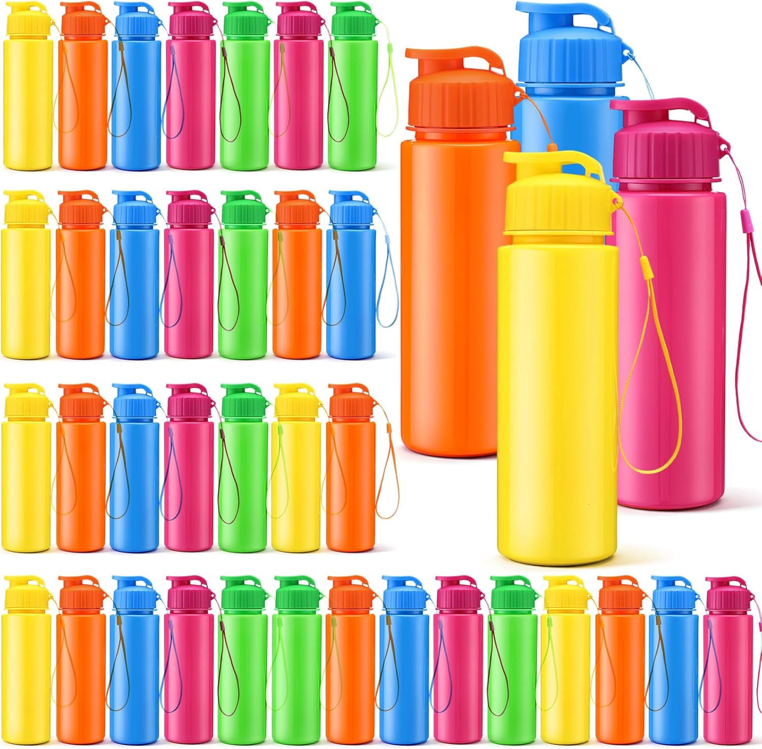 50 Pieces Plastic Water Bottle Bulk 17 oz Sports Adults Reusable Large ...