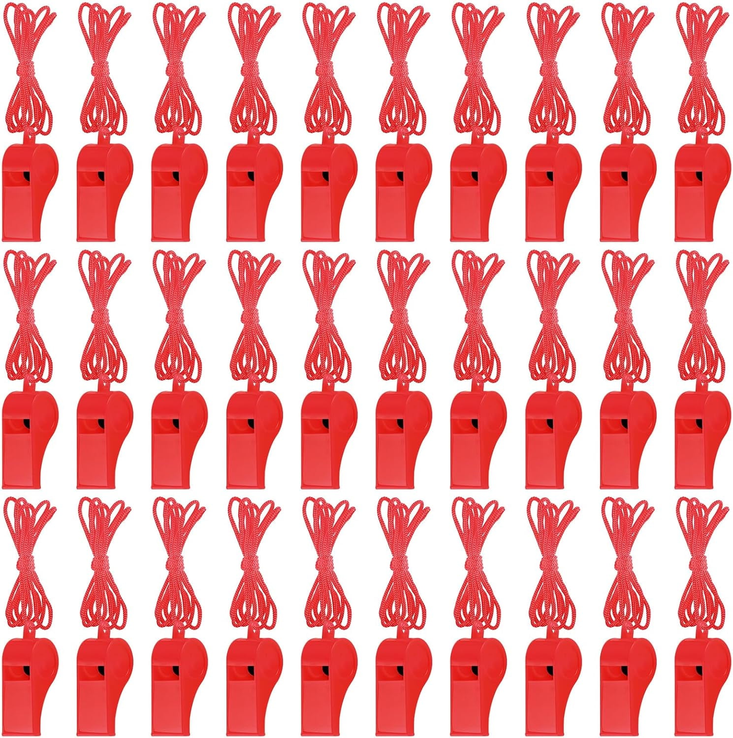 50 Pieces Plastic Whistles with Lanyard Loud Crisp Sound Whistles Bulk ...
