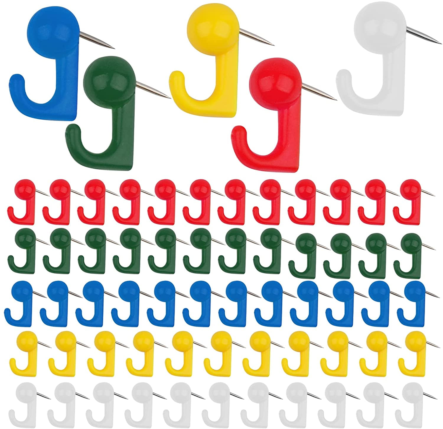 50 Pieces Push Pin Hooks Plastic Push Pins Heads Cork Board Hooks Thumb ...