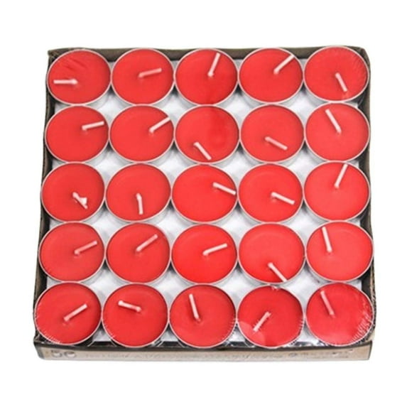 50 Pieces Red Round Tea Light Candles Paraffin Wax Romantic Decoration ...
