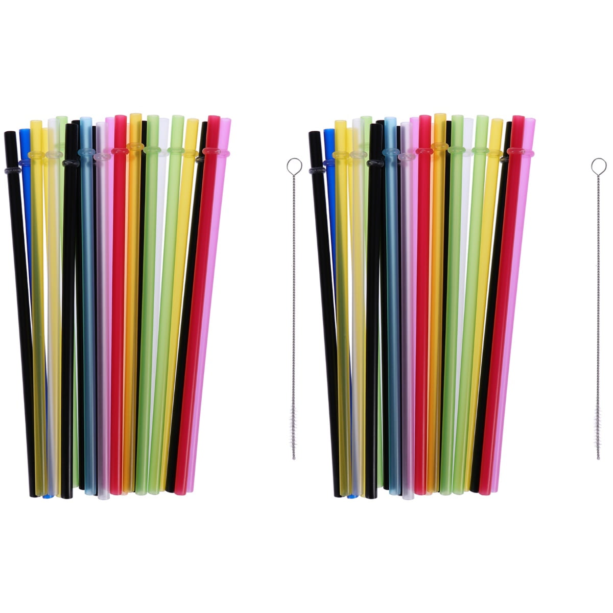 50 Pieces Reusable Drinking Straws Colorful Plastic Straws Clear Drinking Straws With Cleaning