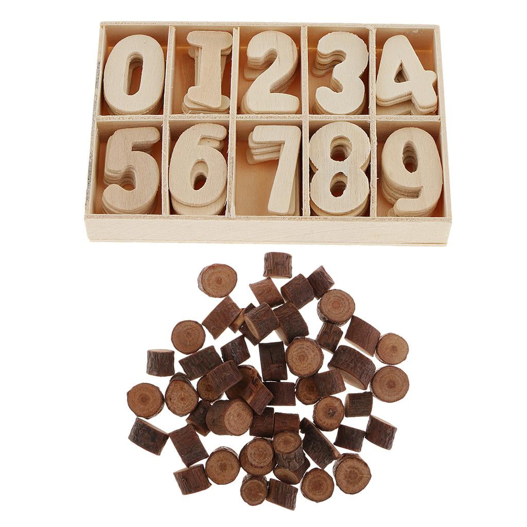 50 Pieces Rustic Wood Round Log Slices Discs and 60 Pieces Wooden 1-9 ...