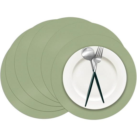 50 Pieces Sage Green Paper Place Mats Sage Round Disposable Table Mats ...