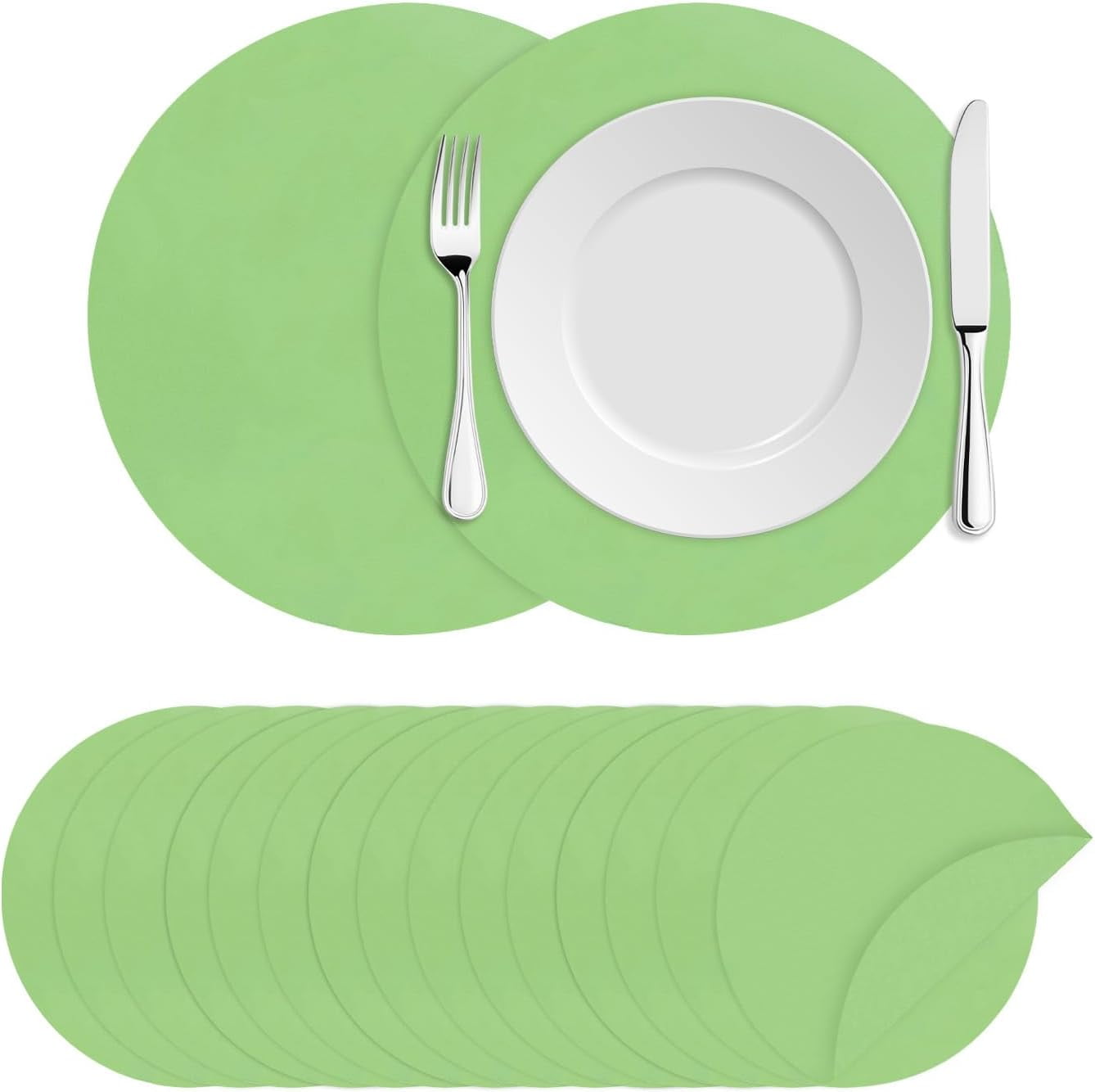 50 Pieces Sage Green Placemats Round Paper Placemats Disposable for ...